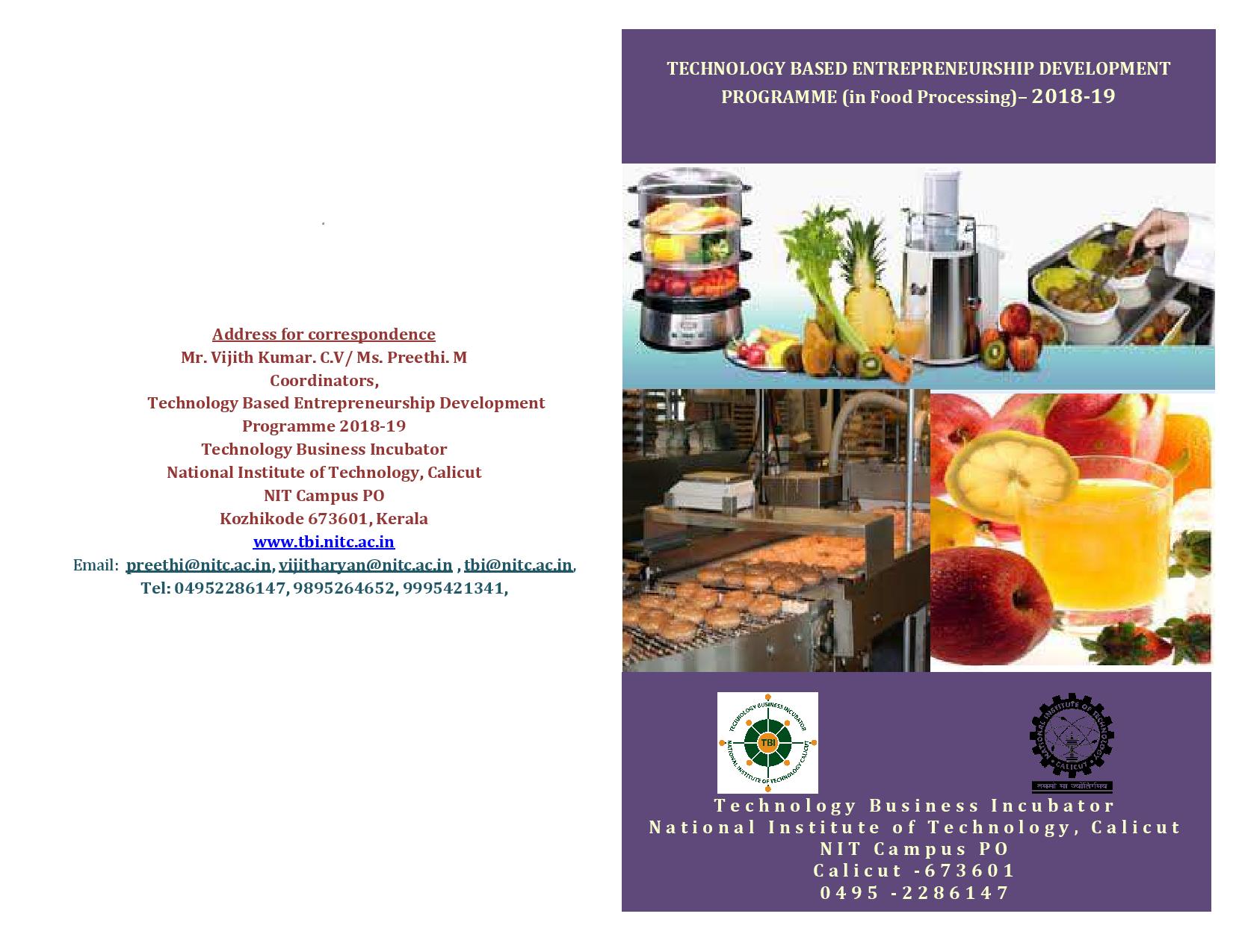 Technology Based Entrepreneurship Development Programme I_Food ...